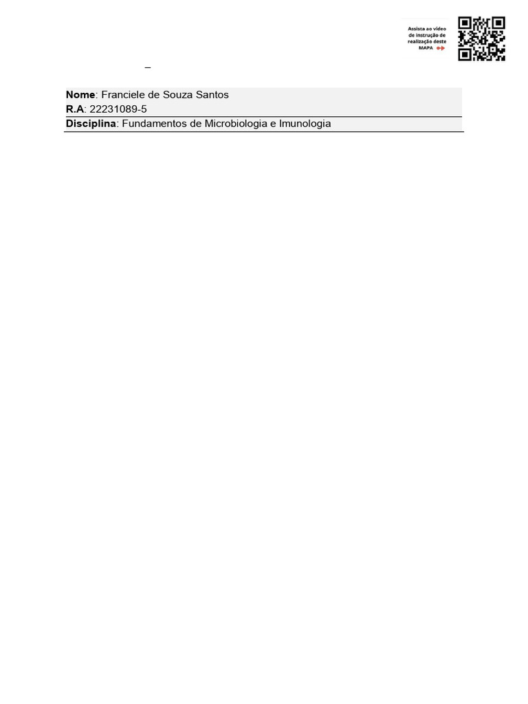 MAPA FUNDAMENTOS DA MICROBIOLOGIA E IMUNOLOGIA - 2025 | PDF | Alergia | Especialidades médicas