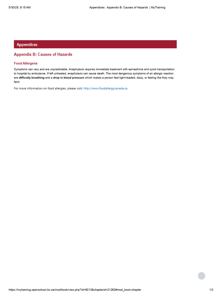 Food Allergens and Anaphylaxis Risks | PDF