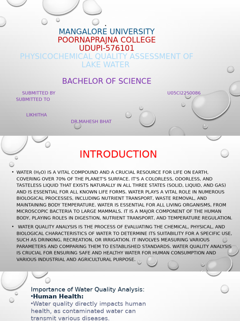 Importance of Water Quality Analysis 2.0 | PDF | Water Quality | Water