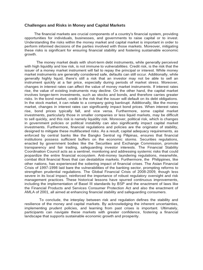 Financial Market Essay | PDF | Financial Risk | Bonds (Finance)
