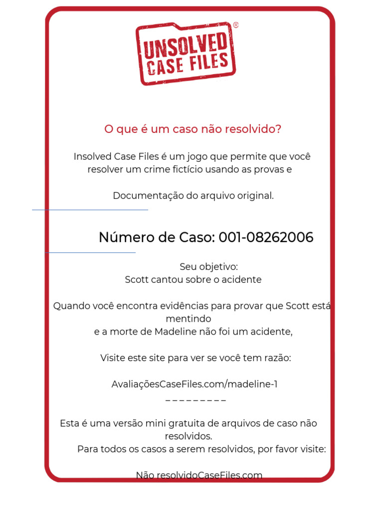 Free Unsolved Case File Madeline Deparde PDF | PDF | Tráfego | Transporte