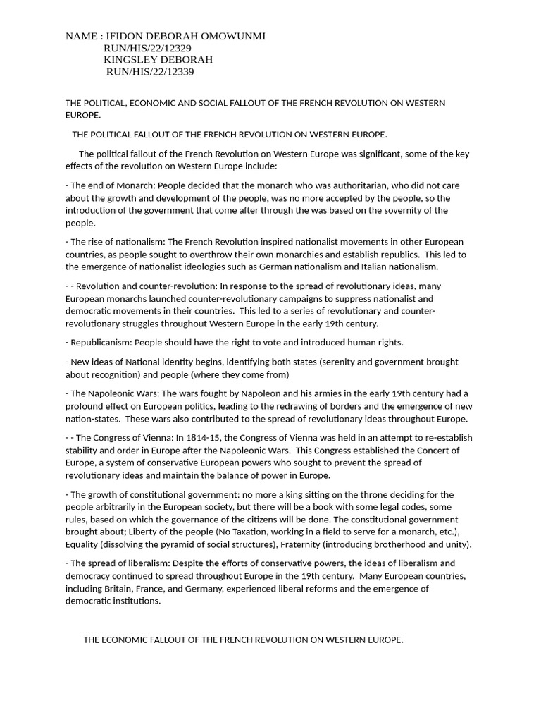 Fallout of French Revolution | PDF | French Revolution | Nationalism