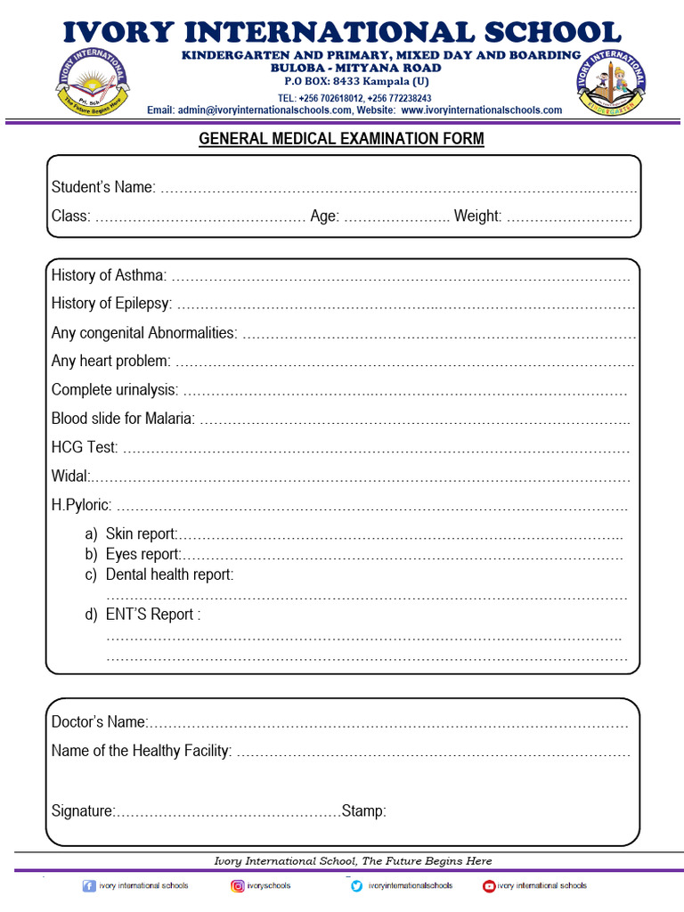 Iis Medical Examination Form | PDF