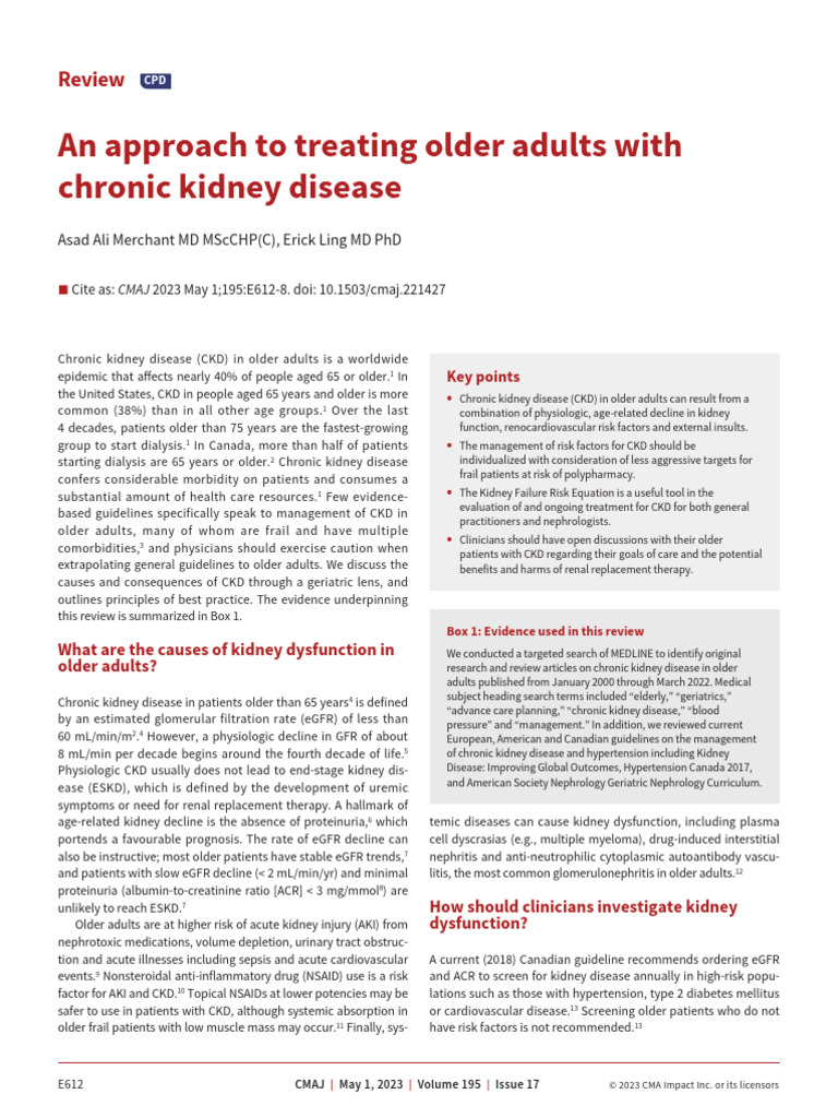 Managing CKD in Older Adults: Best Practices | PDF | Chronic Kidney ...