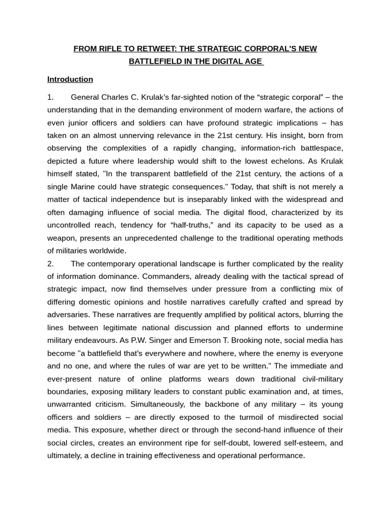 Strat Corporal Without Refs | PDF | Military | Popular Culture & Media Studies