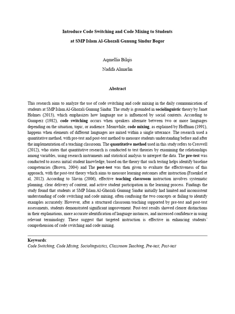 Code Mixing and Code Switching PDF | PDF | Linguistics | Sociolinguistics