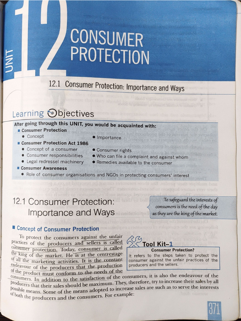 Consumer Protection Class 12 BST Notes | PDF