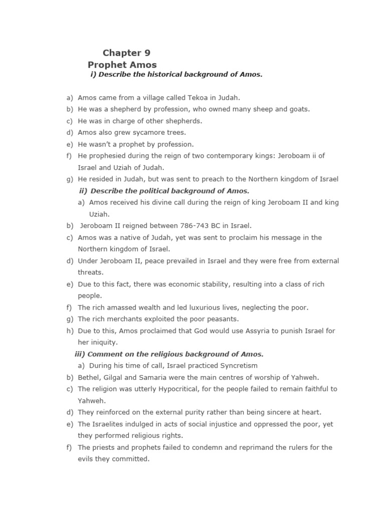 Historical and Social Context of Amos | PDF