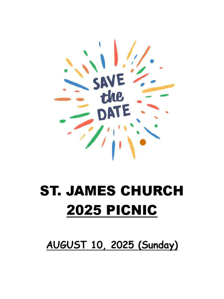 Save The Date - St. James Church Picnic Sunday, August 10, 2025 | PDF