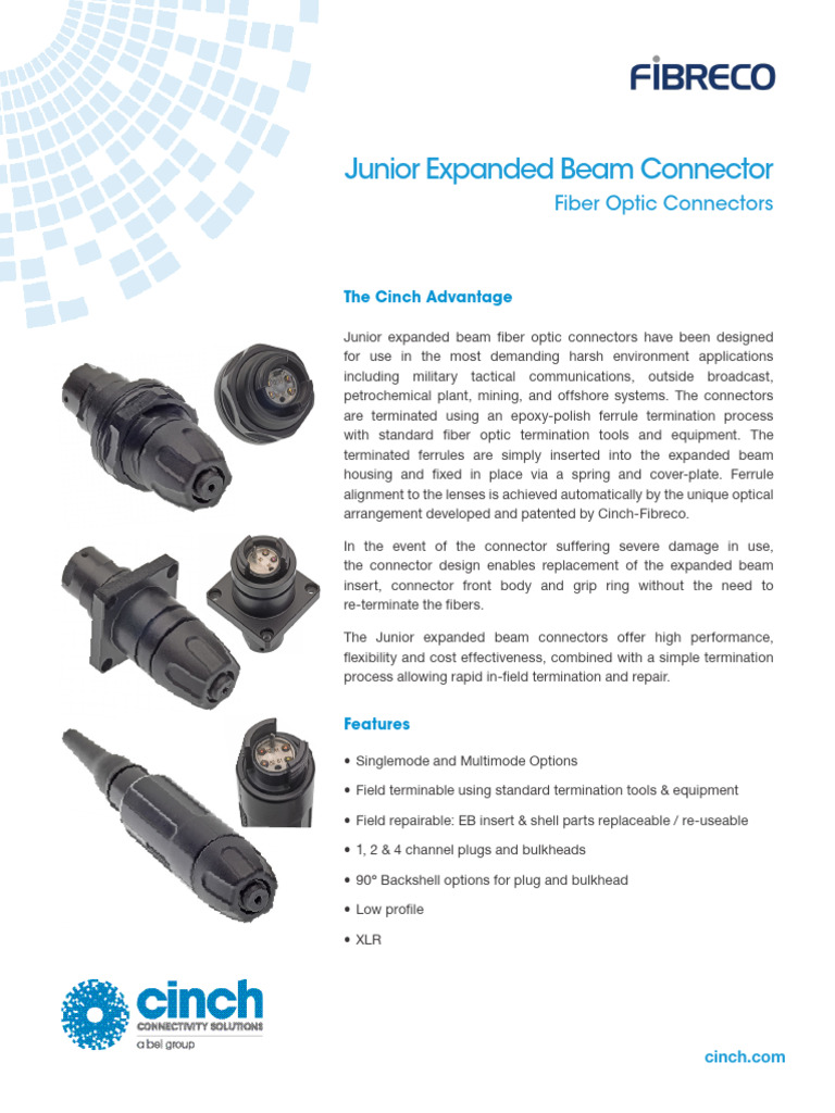 Junior Expanded Beam Fiber Optic Connectors | PDF | Electrical ...