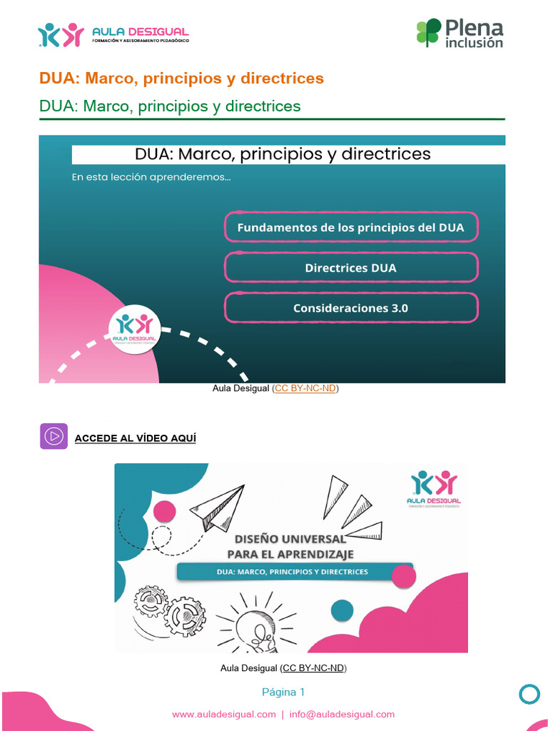 Lección DUA Marco, Principios y Directrices | PDF | Aprendizaje | Enseñando