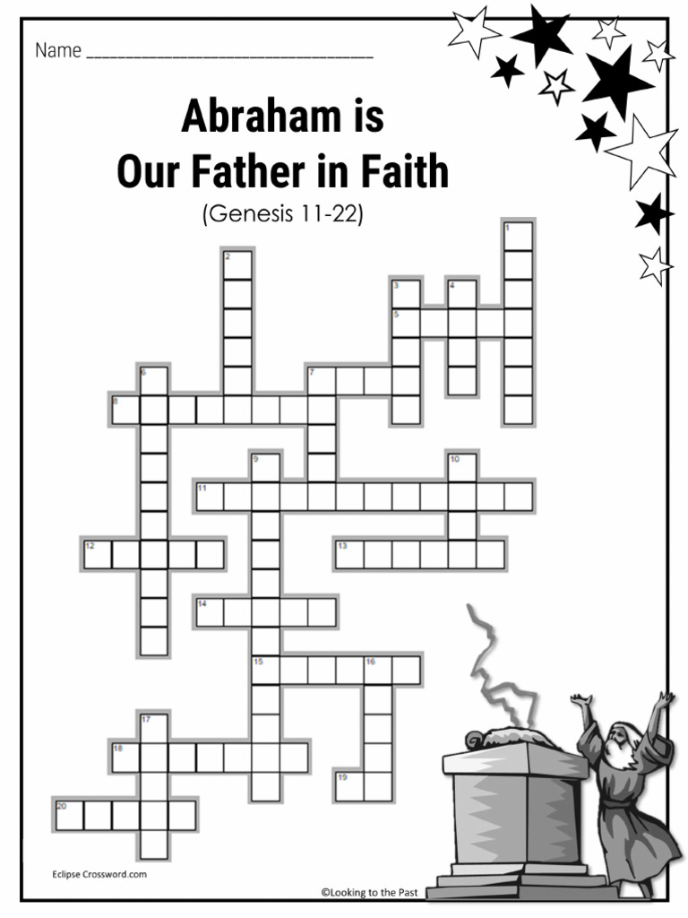 Crossword Puzzle Abraham Is Our Father in Faith Without Word Bank | PDF