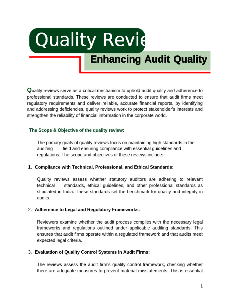 Audit Quality Review Process Explained | PDF | Audit | Accounting