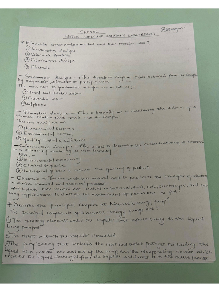 Cec202 ( Water Supply & Sanitary Engineering) | PDF