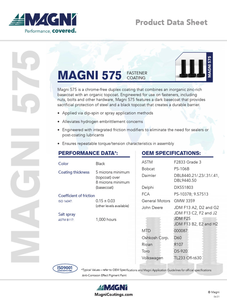 Magni 575 Product Data Sheet | PDF | Chemical Processes | Industrial ...