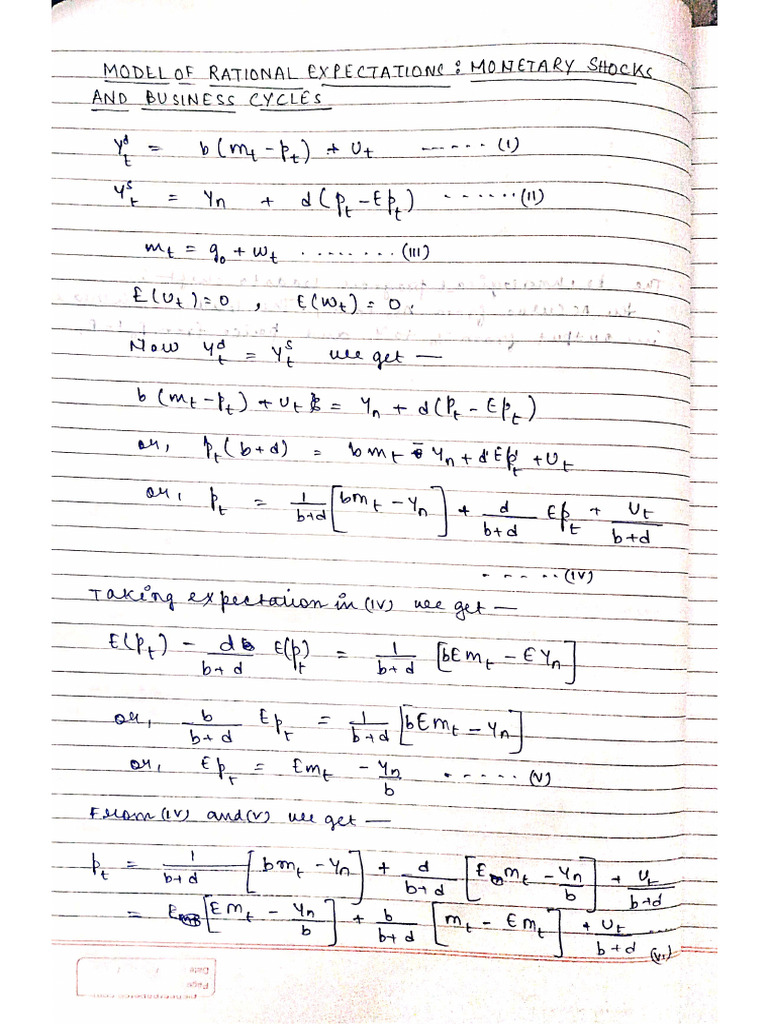 Model of Rational Expectations - Monetary Shocks and Business Cycle S | PDF