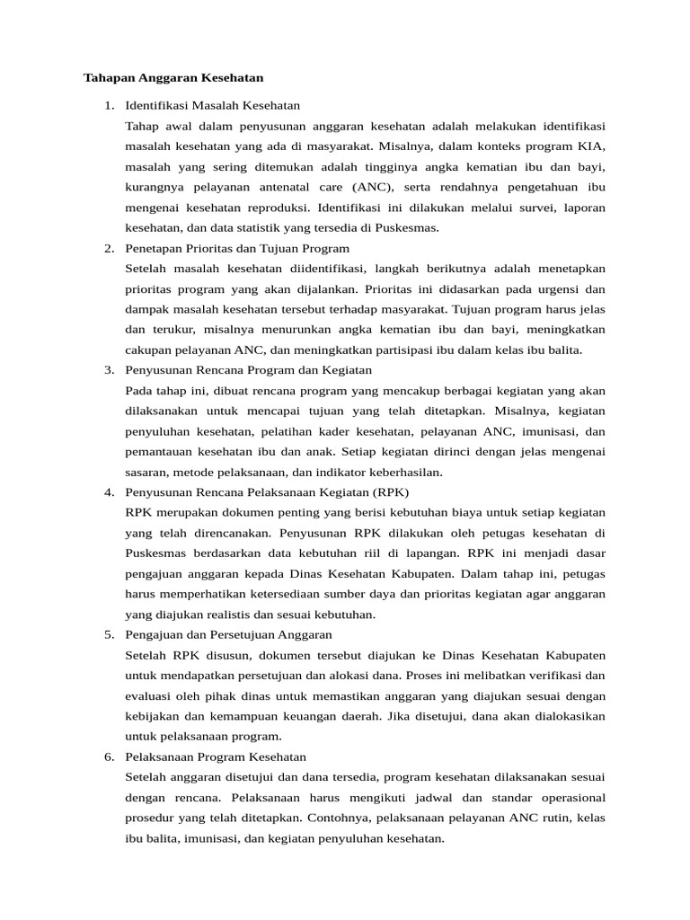 Tahapan Anggaran Kesehatan | PDF