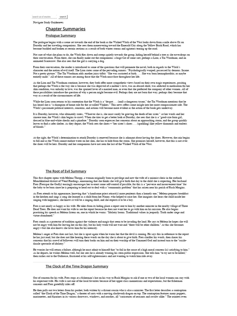Wicked Summary | PDF | Tin Woodman | Dorothy Gale
