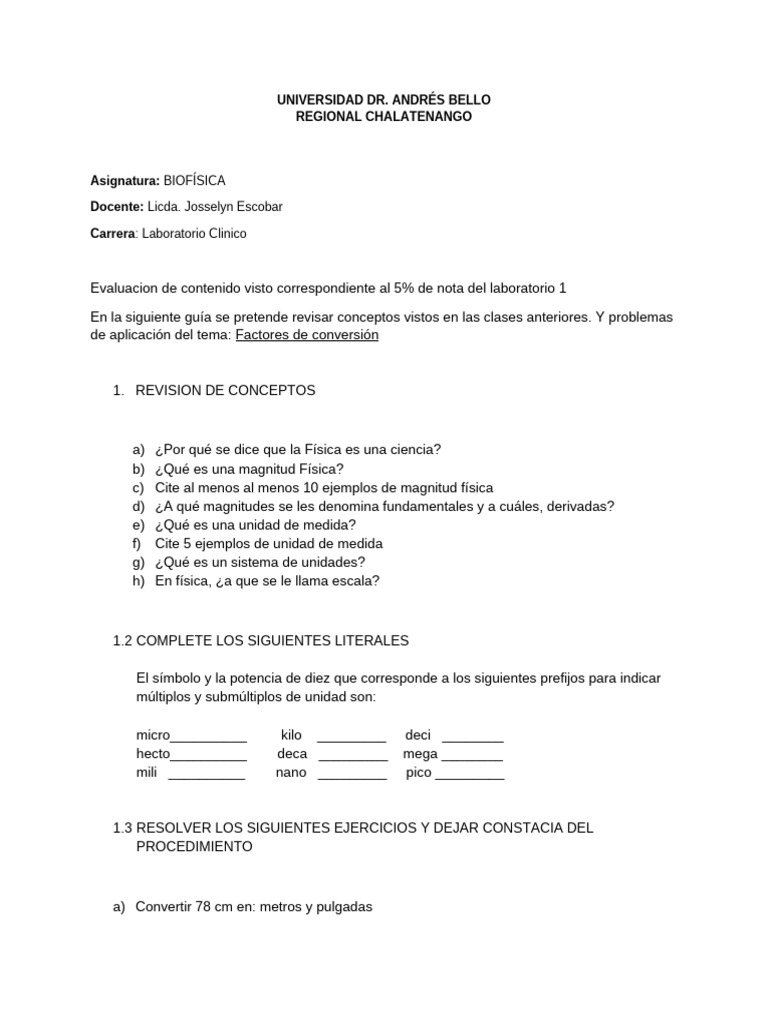 Guia Lab 1 Biofisica | PDF