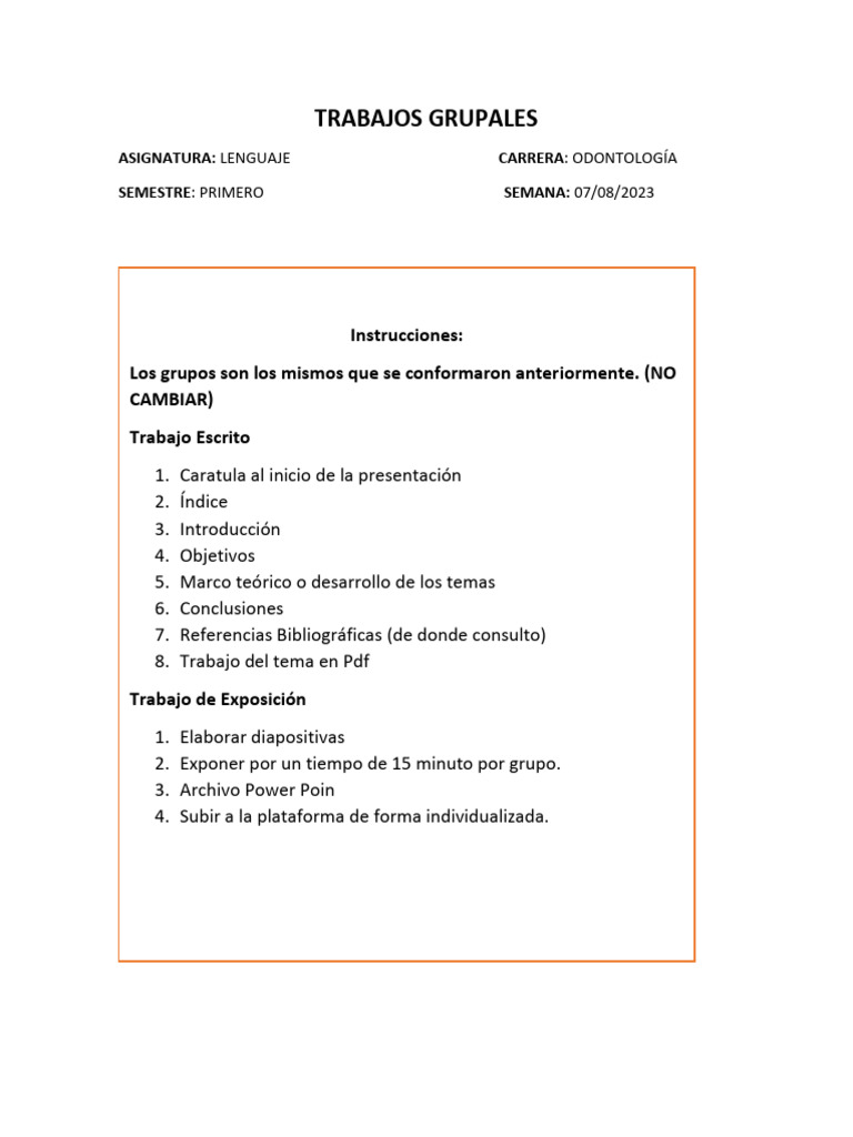 Trabajos Grupales 1ero Odntología | PDF
