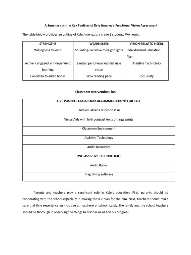 Assessment and Identification of Students With Visual Impairment | PDF ...