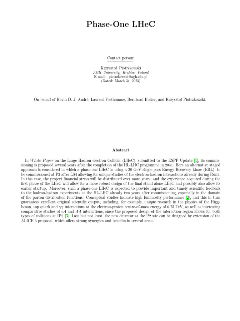 Phase1 LHeC for ESPP2026 | PDF | Particle Accelerator | Higgs Boson