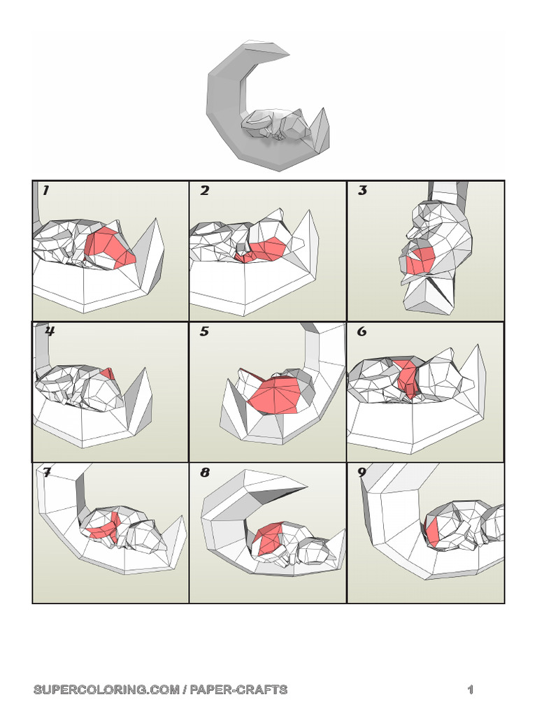 Sleeping Cat On Moon Paper Crafts | PDF