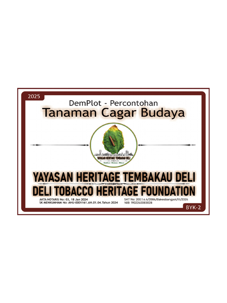 DemPlot Tanam Percontohan Tembakau Deli Yayasan Heritage Tembakau Deli ...