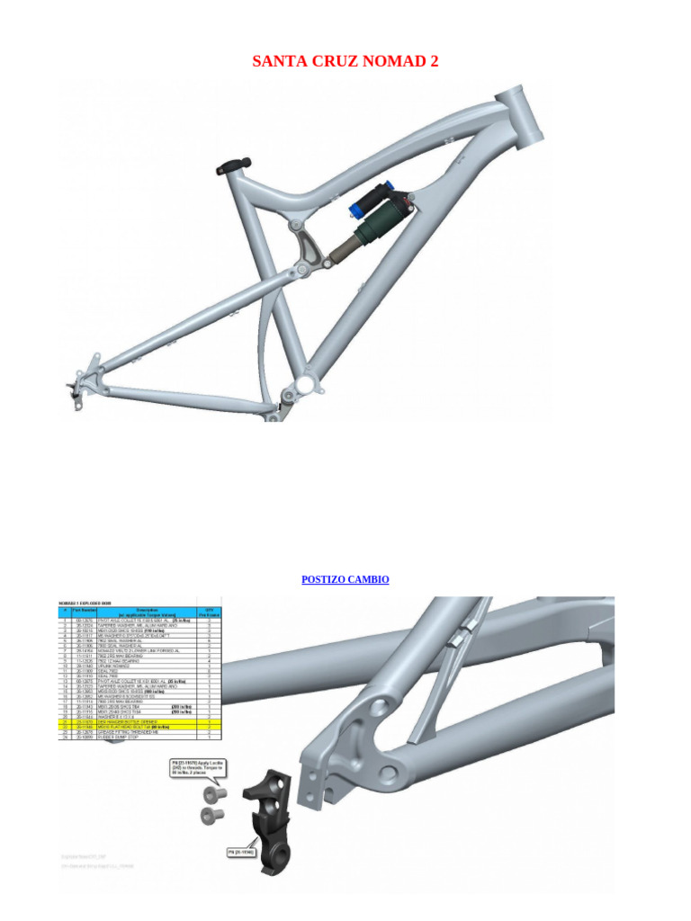 Santa Cruz Nomad 2 Pares Apriete Chasis | PDF