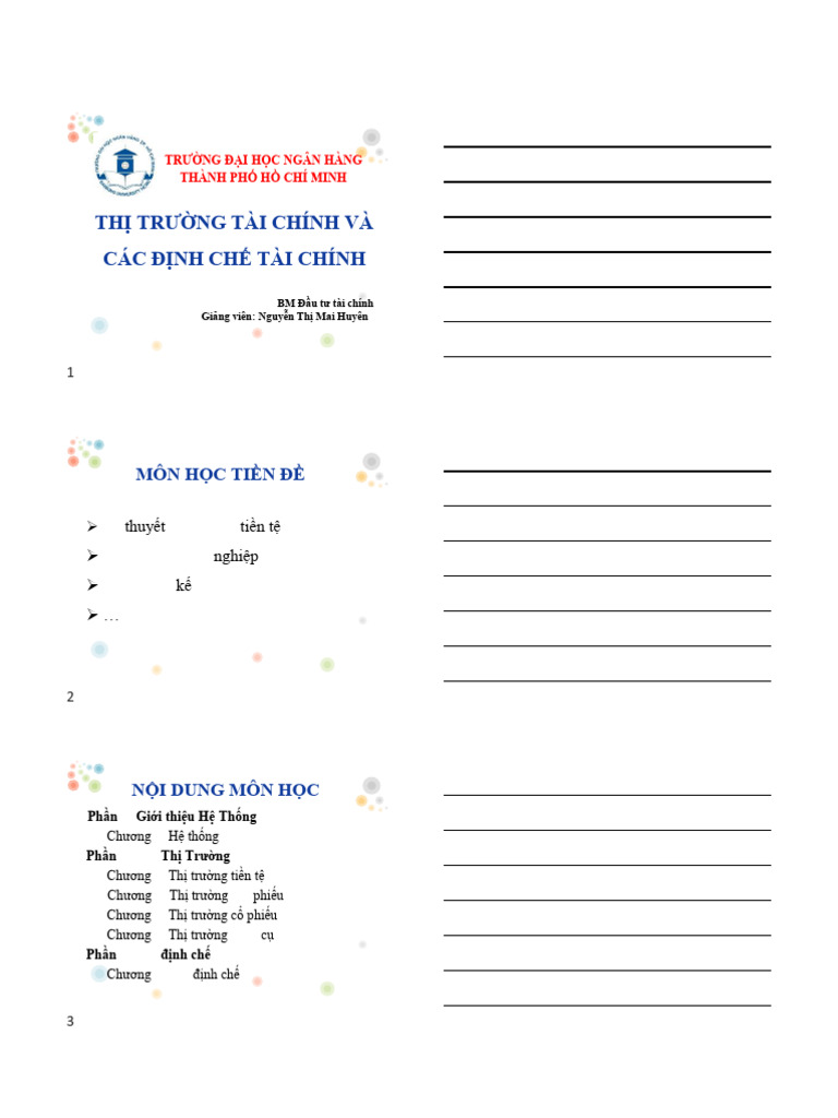 Thi Truong Tai Chinh Va Cac Dinh Che Tai Chinh Buoi Dau Gioi Thieu Mon ...