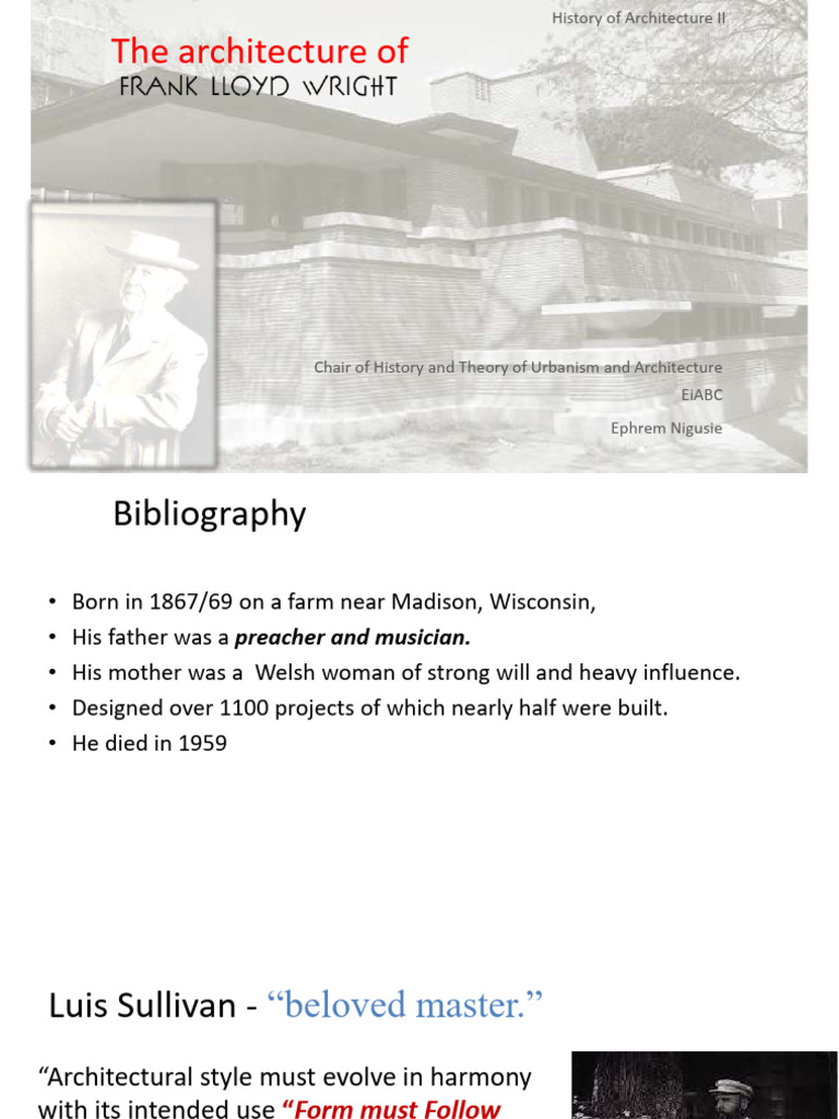 Frank Lloyd Wright's Organic Architecture | PDF | Window ...
