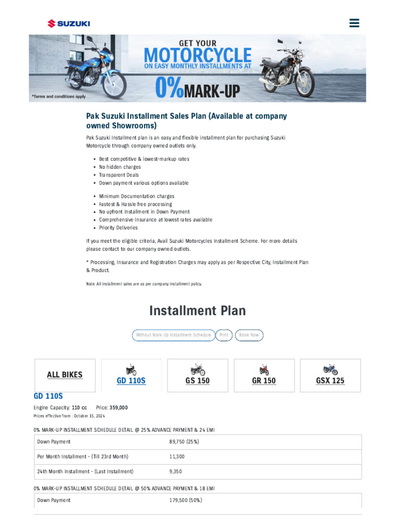 Suzuki Motorcycle Installment Plans 2025 | PDF