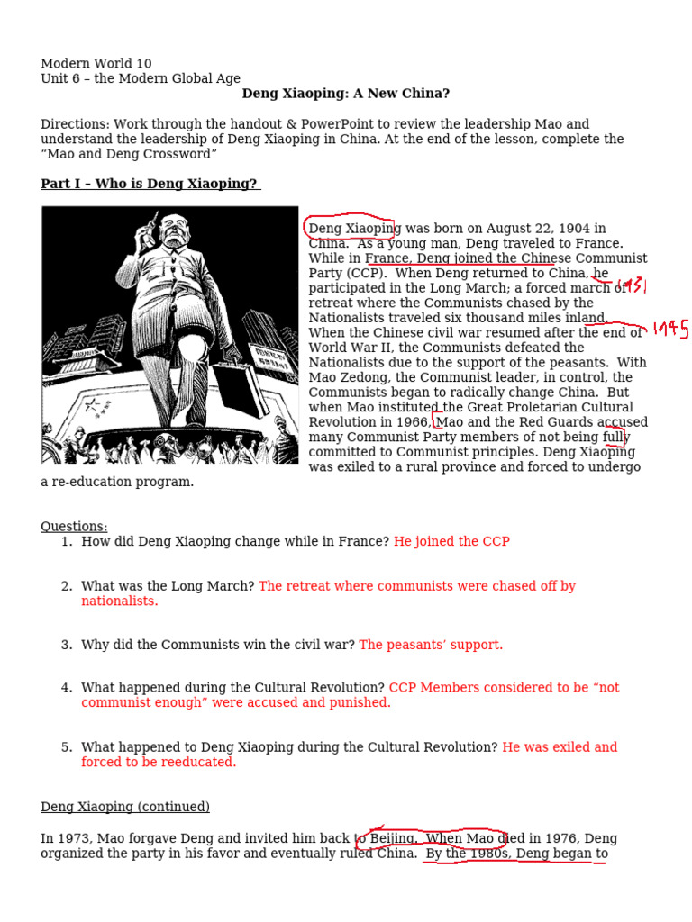 Mao and Deng Xiaoping-1 | PDF | Deng Xiaoping | Chinese Economic Reform