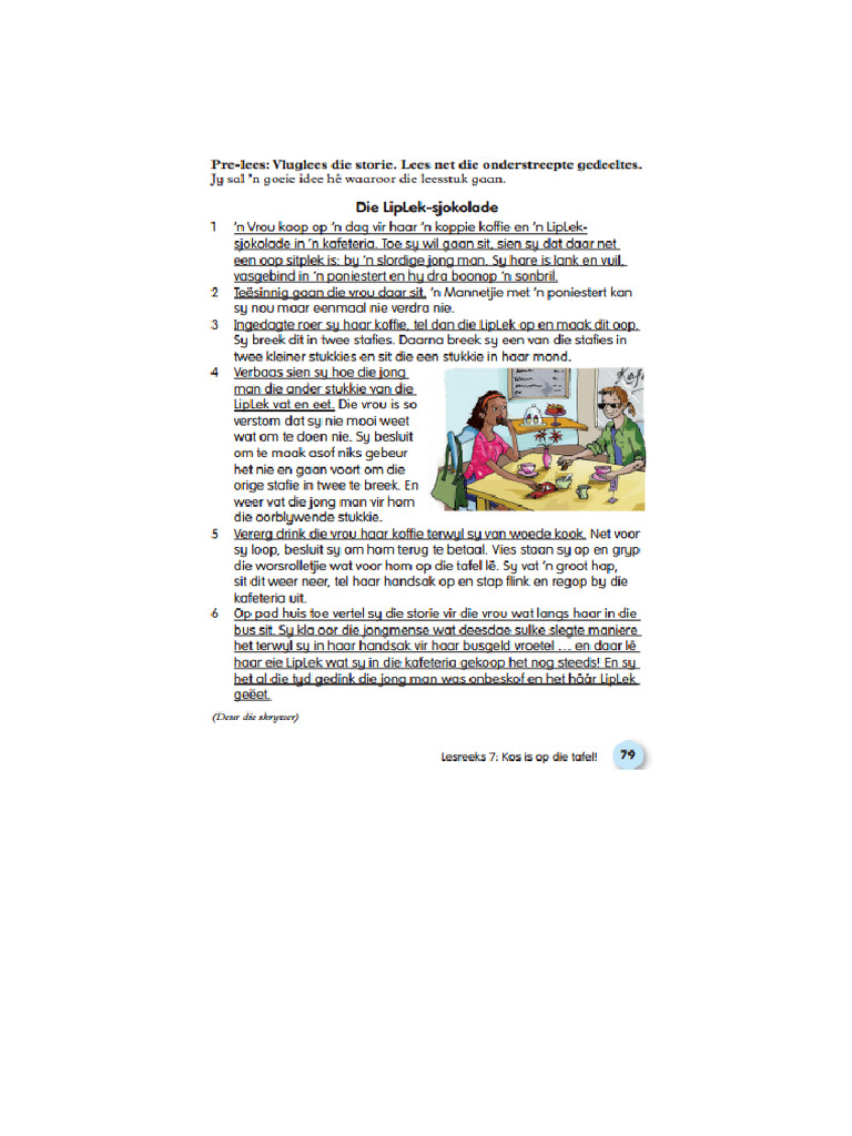 Answer Sheet Die Liplek Sjokolade Afrikaans Sonder Grense Bl.79 80 | PDF