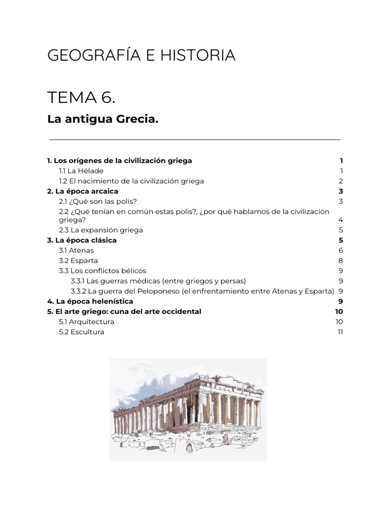 TEMA 6. LA ANTIGUA GRECIA | PDF | Antigua Grecia | Esparta