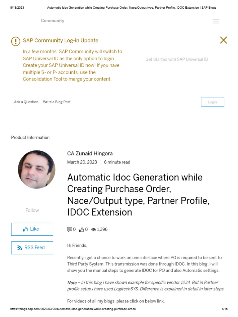 Automatic Idoc Generation While Creating Purchase Order, Nace - Output Type, Partner Profile ...