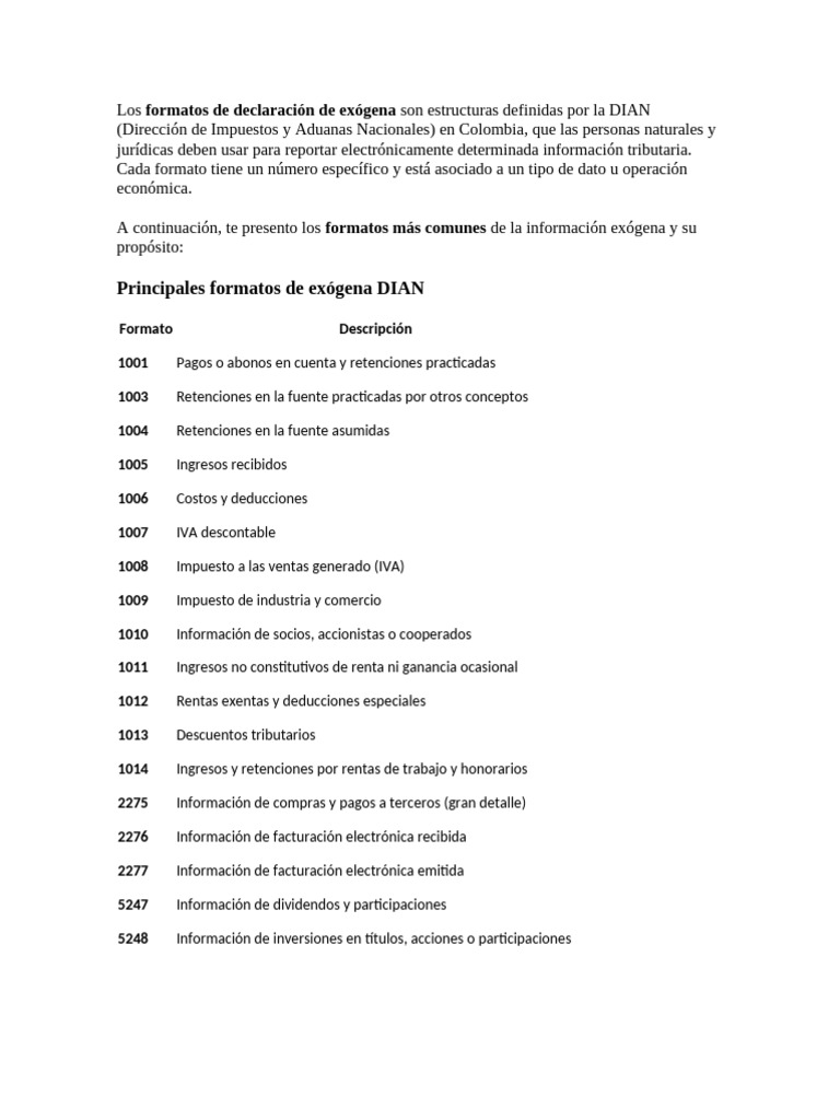 Formatos de Exogena Final | PDF
