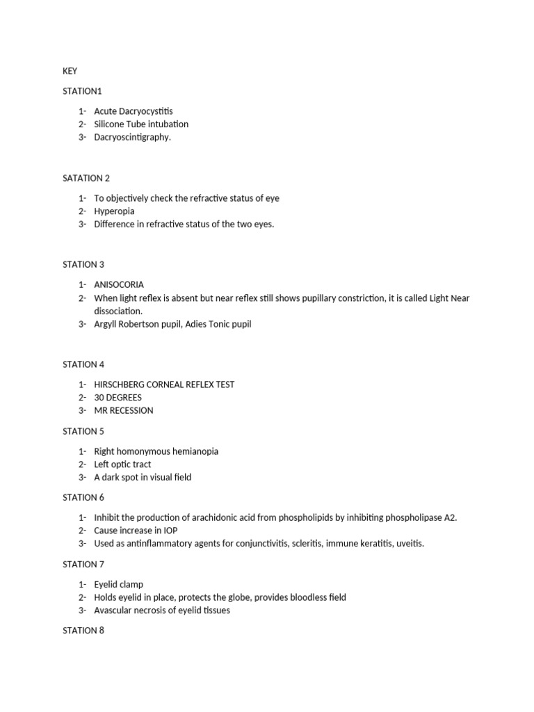 Ospe Batch2 Key | PDF