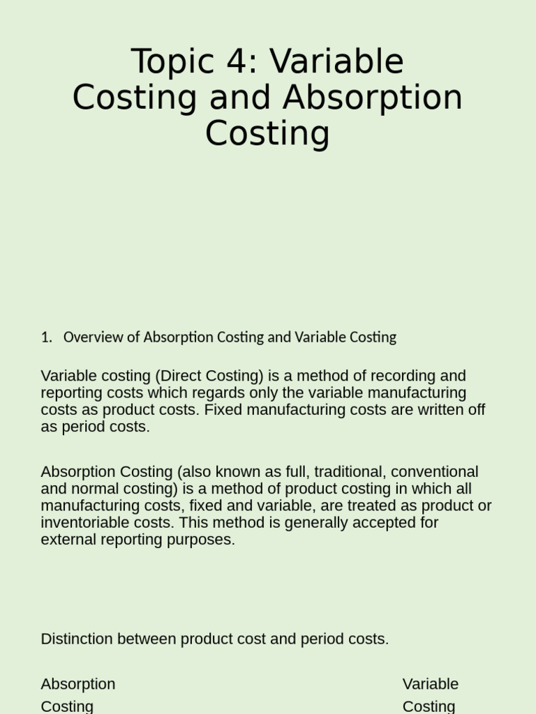 TOPIC 3 Variable Costing | PDF