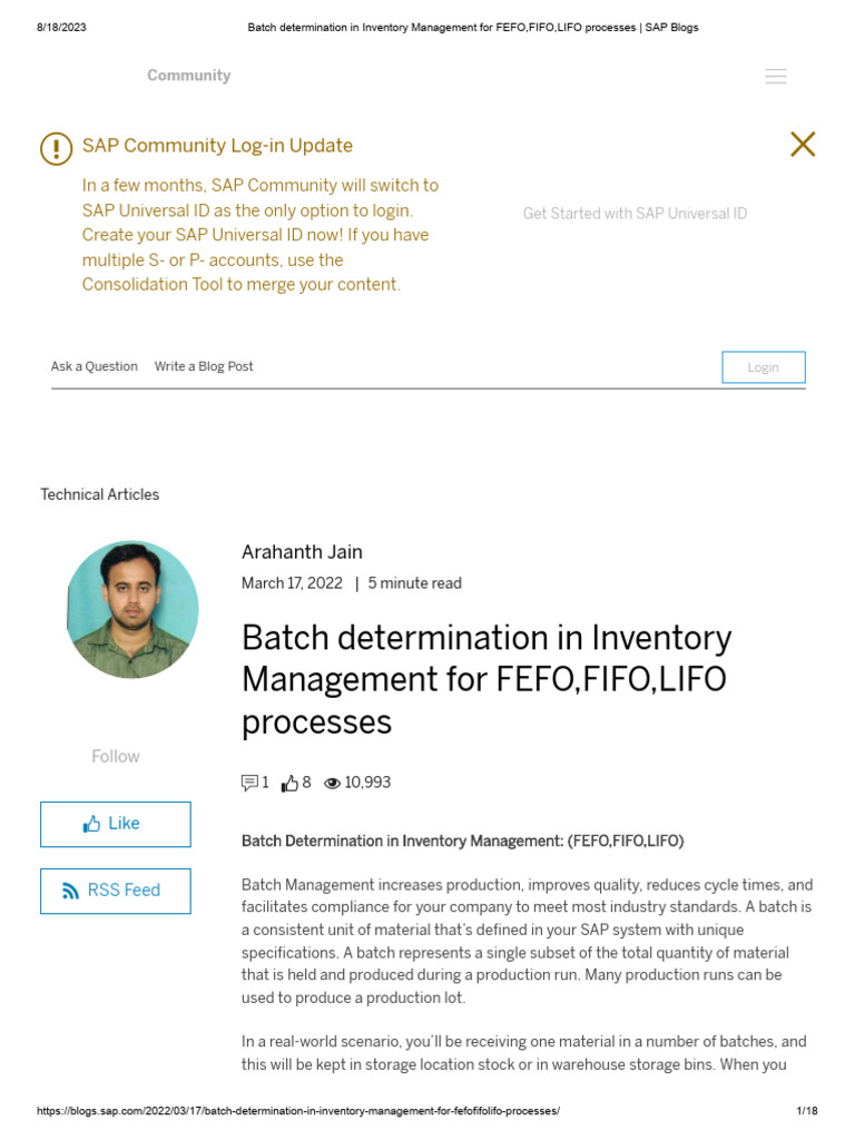 Batch Determination in Inventory Management For FEFO, FIFO, LIFO ...