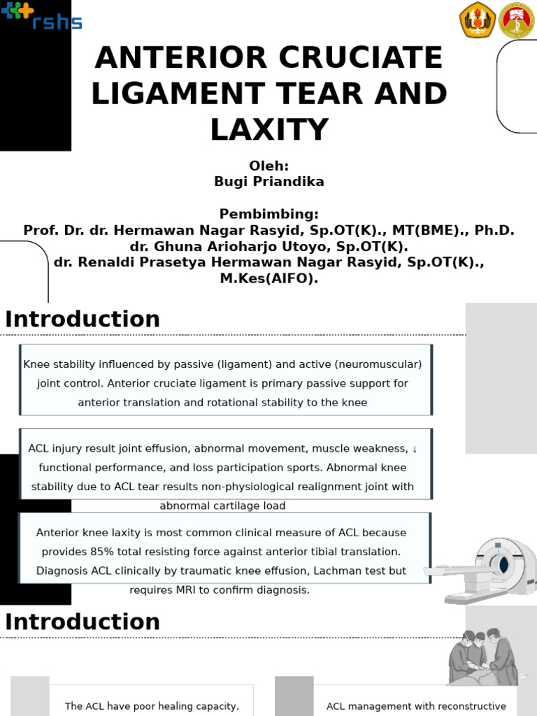 Anterior Cruciate Ligament Tear and Laxity | PDF | Knee | Diseases And ...