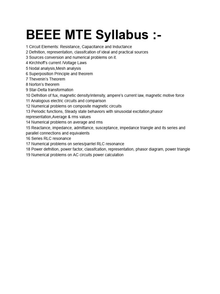 Beee Mte Syllabus | PDF