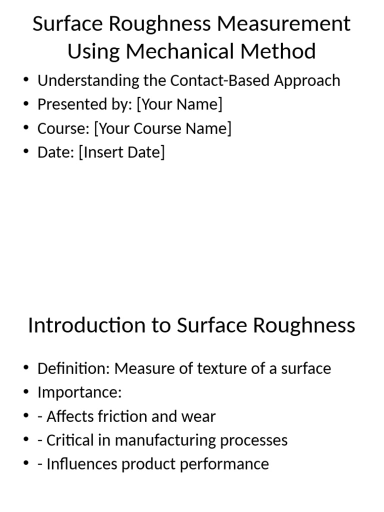 Mechanical Surface Roughness Measurement | PDF