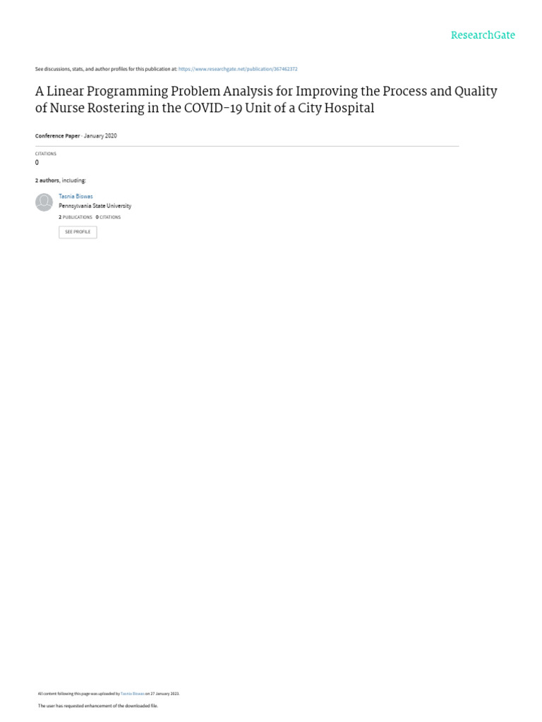 A Linear Programming Problem Analysis For Improving The Process and ...