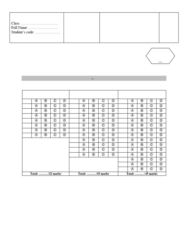 Final Test Answer Sheet B1.4 | PDF