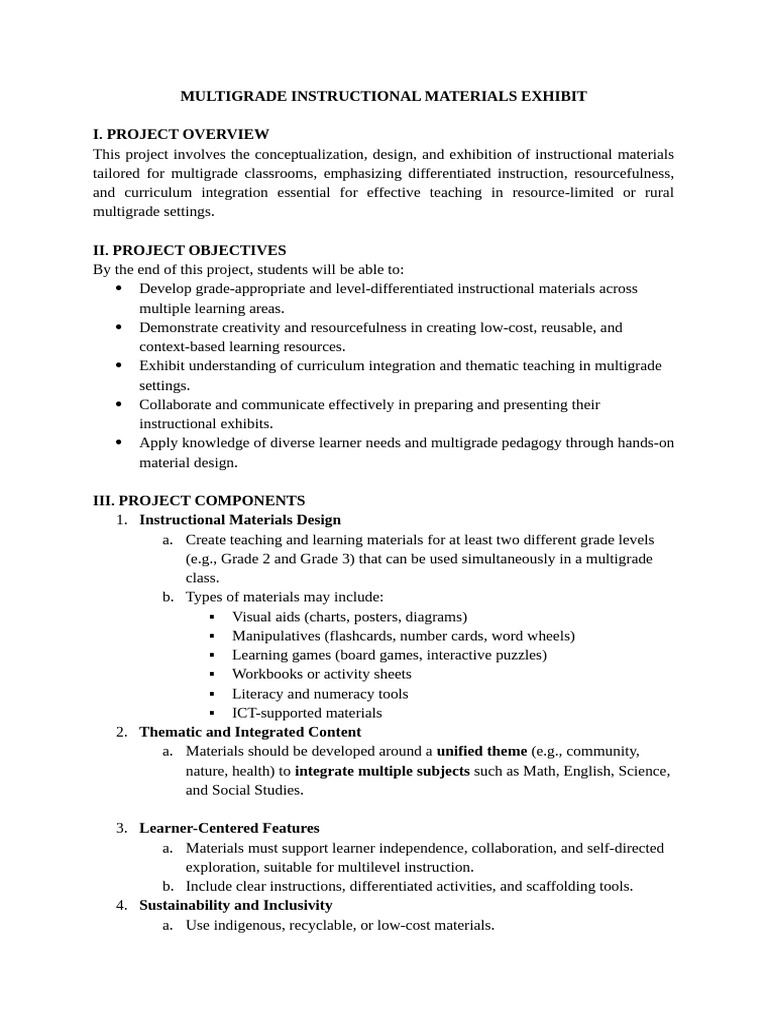 Multigrade Instructional Materials Exhibit | PDF | Learning | Differentiated Instruction