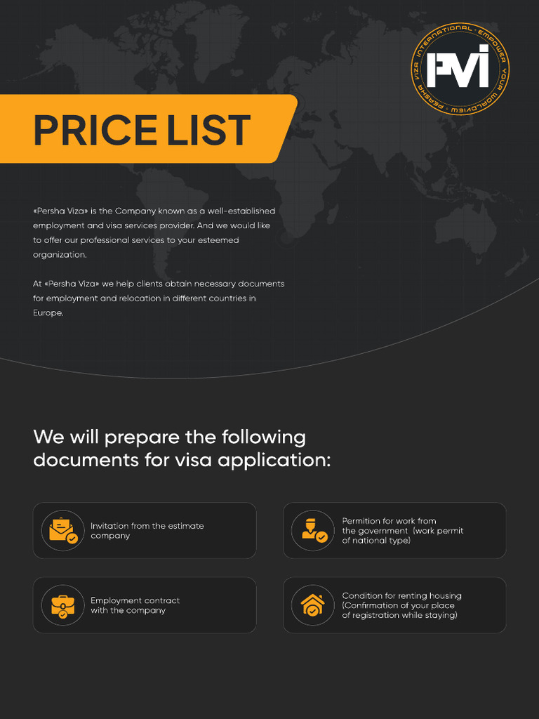 Visa and Work Permit Pricing Guide | PDF | Travel Visa | Employment