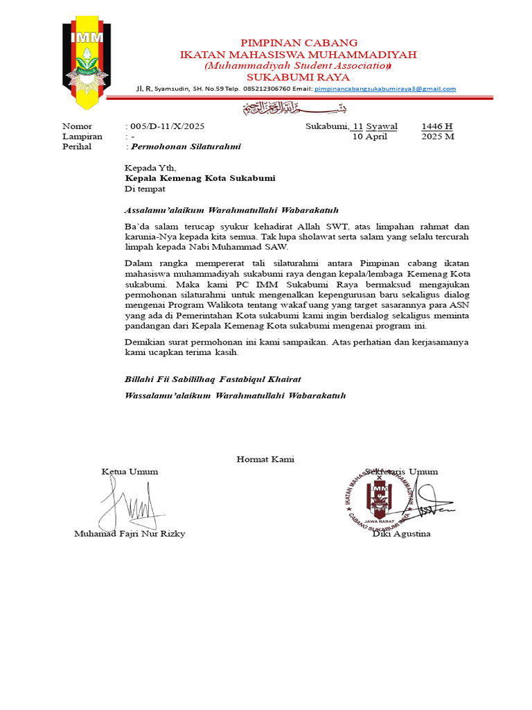 005 Surat Permohonan Silaturahmi Kemenag | PDF