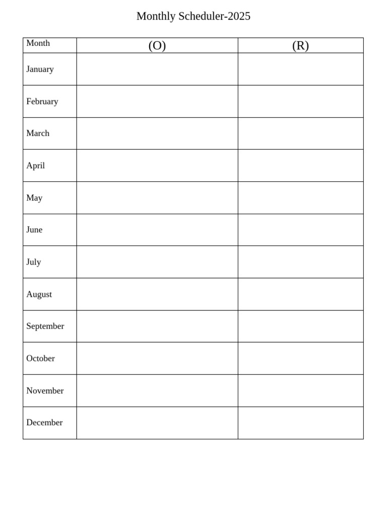 Monthly Schedular 2025 | PDF