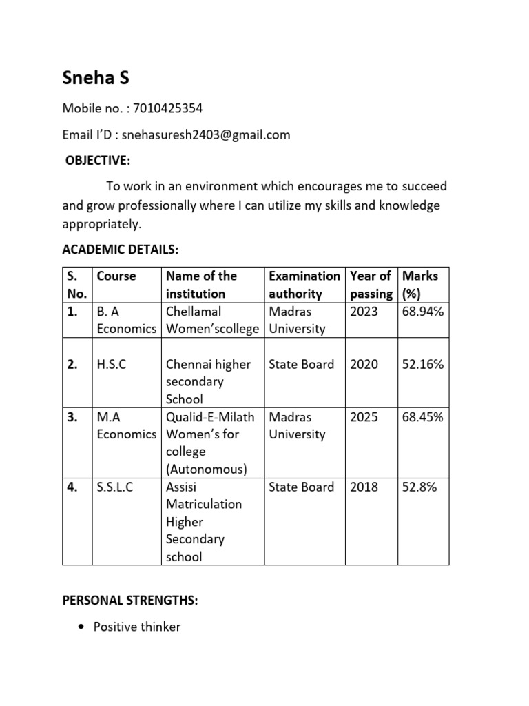 Sneha Resume | PDF